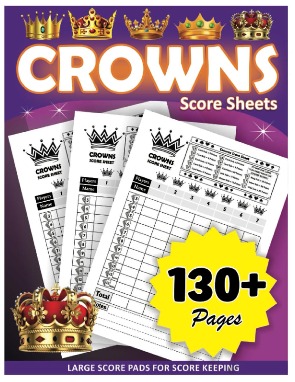 Crowns Score Sheets: Large Print Score Pads with Size 8.5 x 11 inches ...