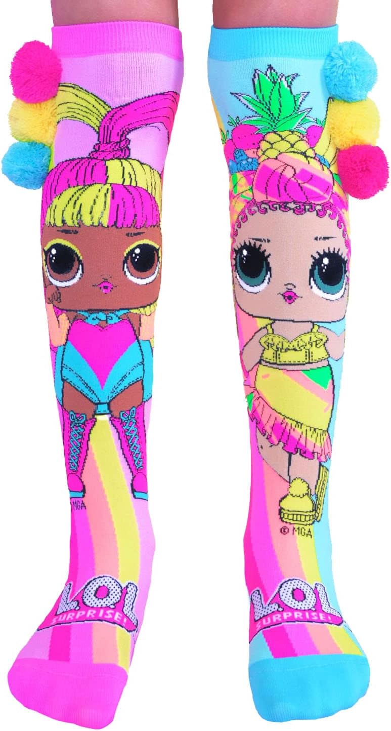 Amazon.com: MADMIA L.O.L Surprise Chica & Glow Socks with Pom Poms ...
