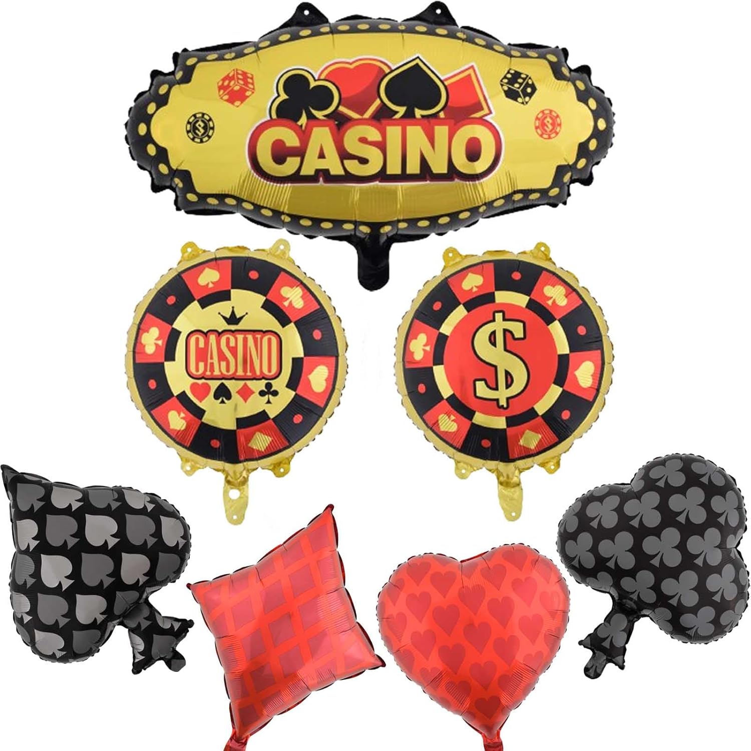 Amazon.com: Yimen Bloon Casino Theme Party Balloons Red Peach Square ...