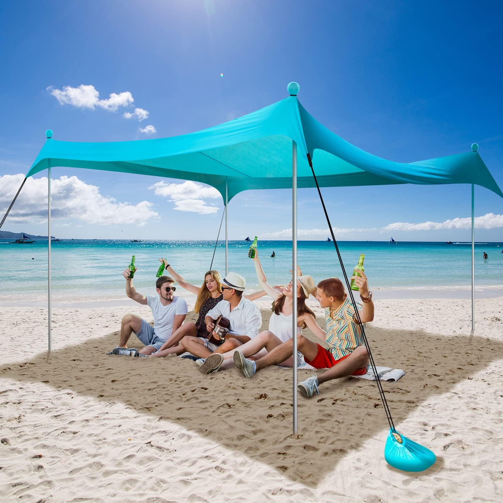 Amazon.com: Beach Tent - 10 x 10 FT Beach Canopy, Portable Beach Tent ...