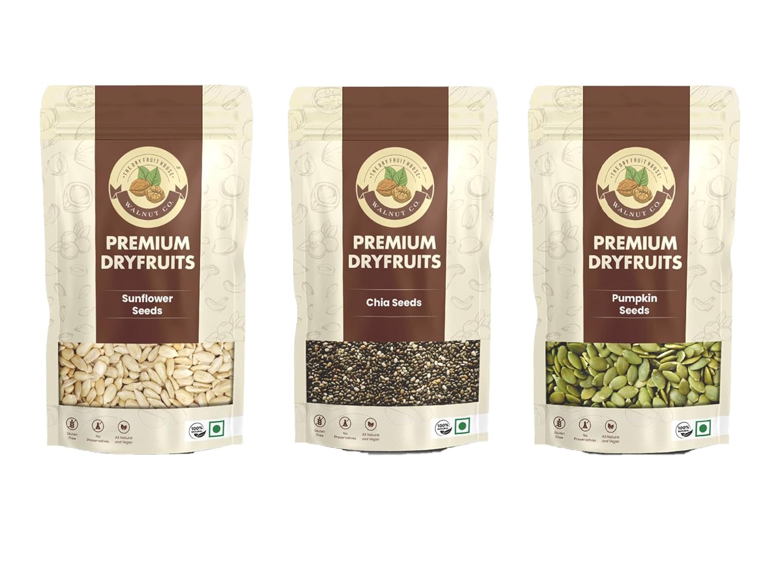 Walnut Co. Raw Pumpkin, Sunflower and Chia Seeds | Raw Edible Seeds ...