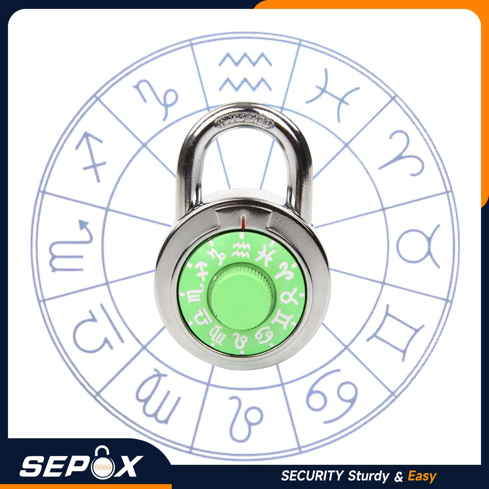 Snapklik.com : 12Pcs Zodiac Dial Combination Lock, 2" Steel Lock Body, Padlock For Outdoor ...