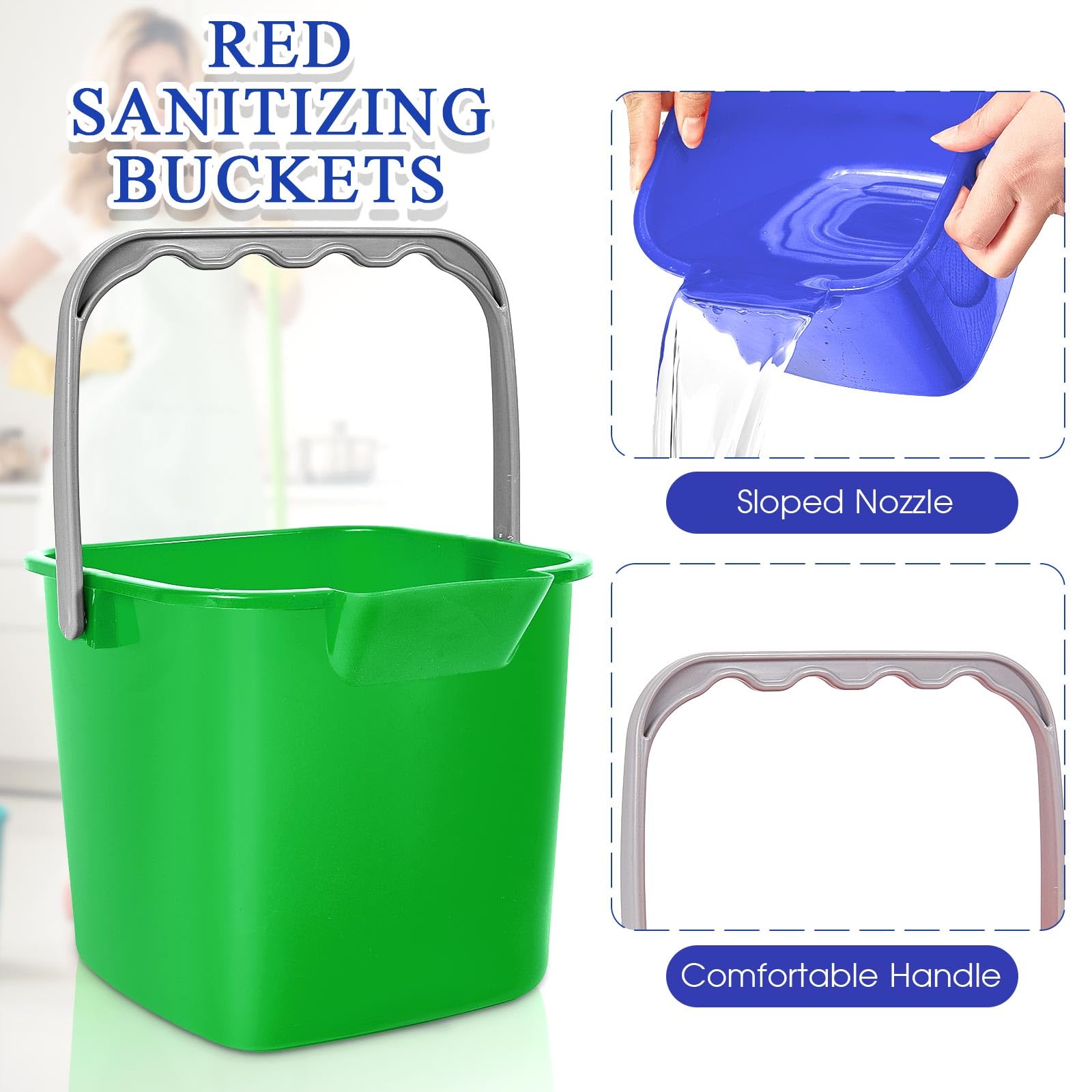 Snapklik.com : Irenare 8 Pcs Sanitizing Bucket 3 Quart Cleaning Pail ...