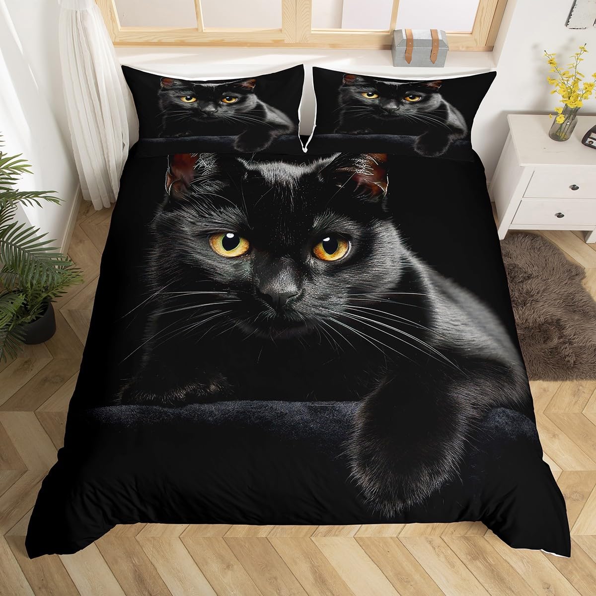 Amazon.com: Cat Comforter Cover Pet Cats Pattern Bedding Set Cute ...