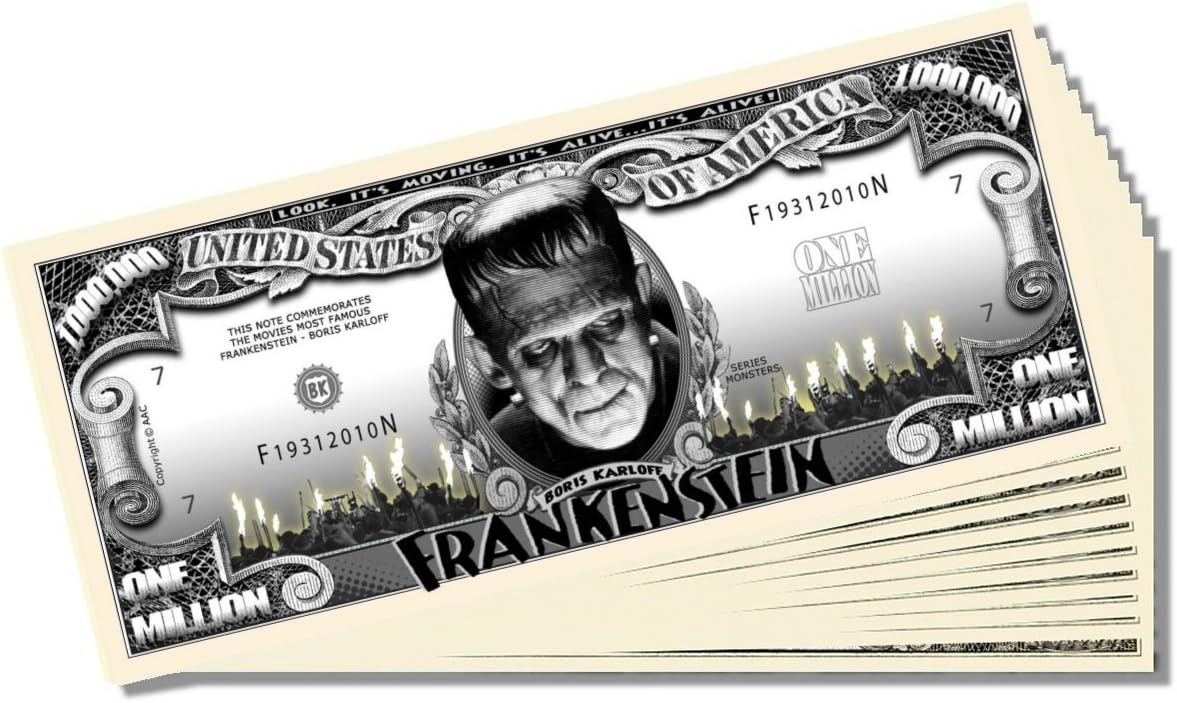Amazon.com: Frankenstein Million Dollar Bill - 10 Count with Bonus ...