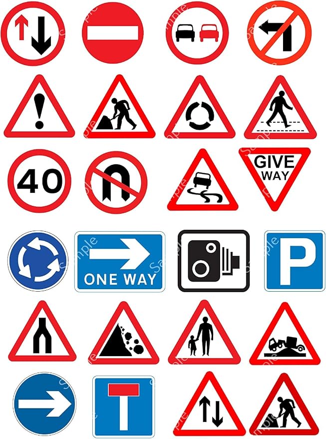 24 x PRECUT Road Signs Edible Wafer Cupcake Toppers Cake Decoration ...