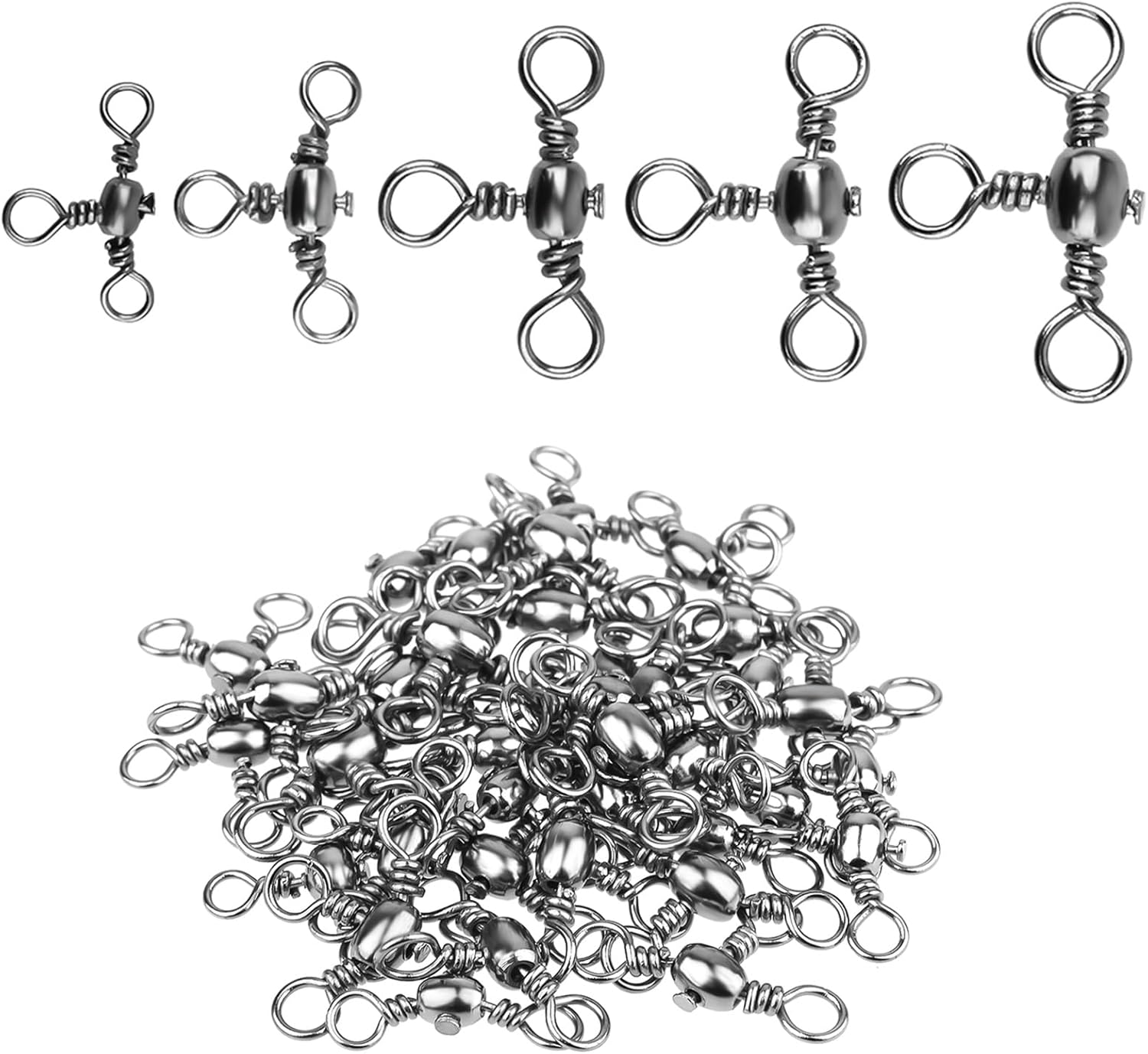 Amazon.com : 120pcs three way swivels fishing tackle Cross Line Barrel ...