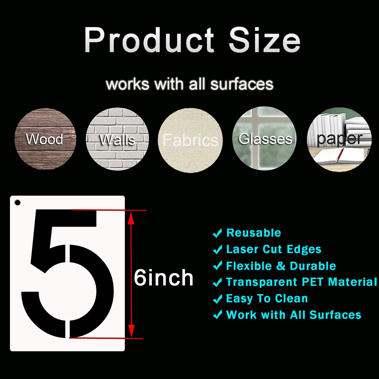 Snapklik.com : DXCYZ 6 Inch Large Number Stencils Kit 0-9 Address ...