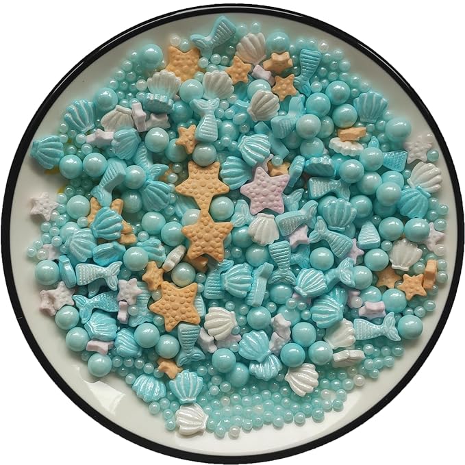 Amazon.com: Edible Blue Ocean Mermaid Candy Sprinkles Starfish Dessert ...
