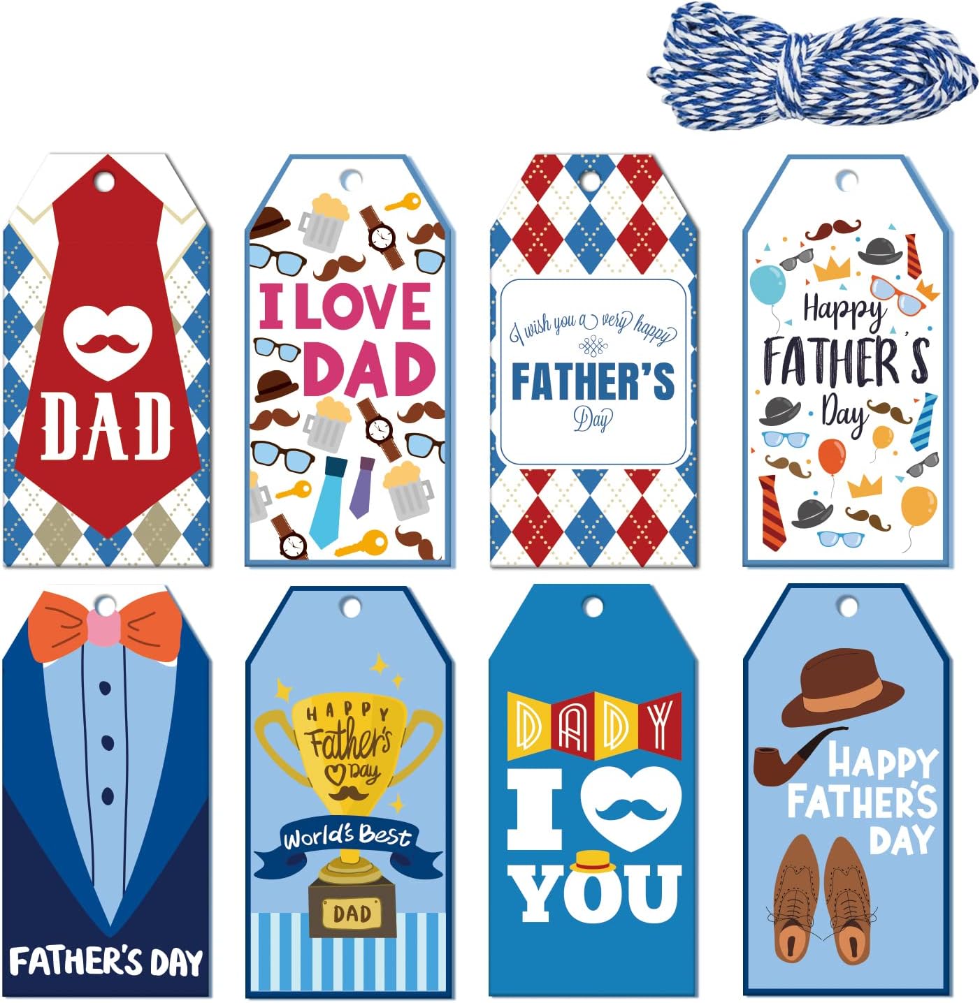 Amazon.com : 60 Pieces Happy Father's Day Gift Tags Father's Day Paper ...