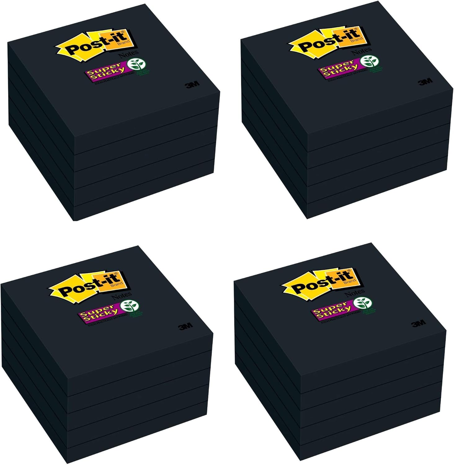 Post-it Super Sticky Notes, 2X Sticky Notes, 3 x 3 pulgadas, negro, 5 ...