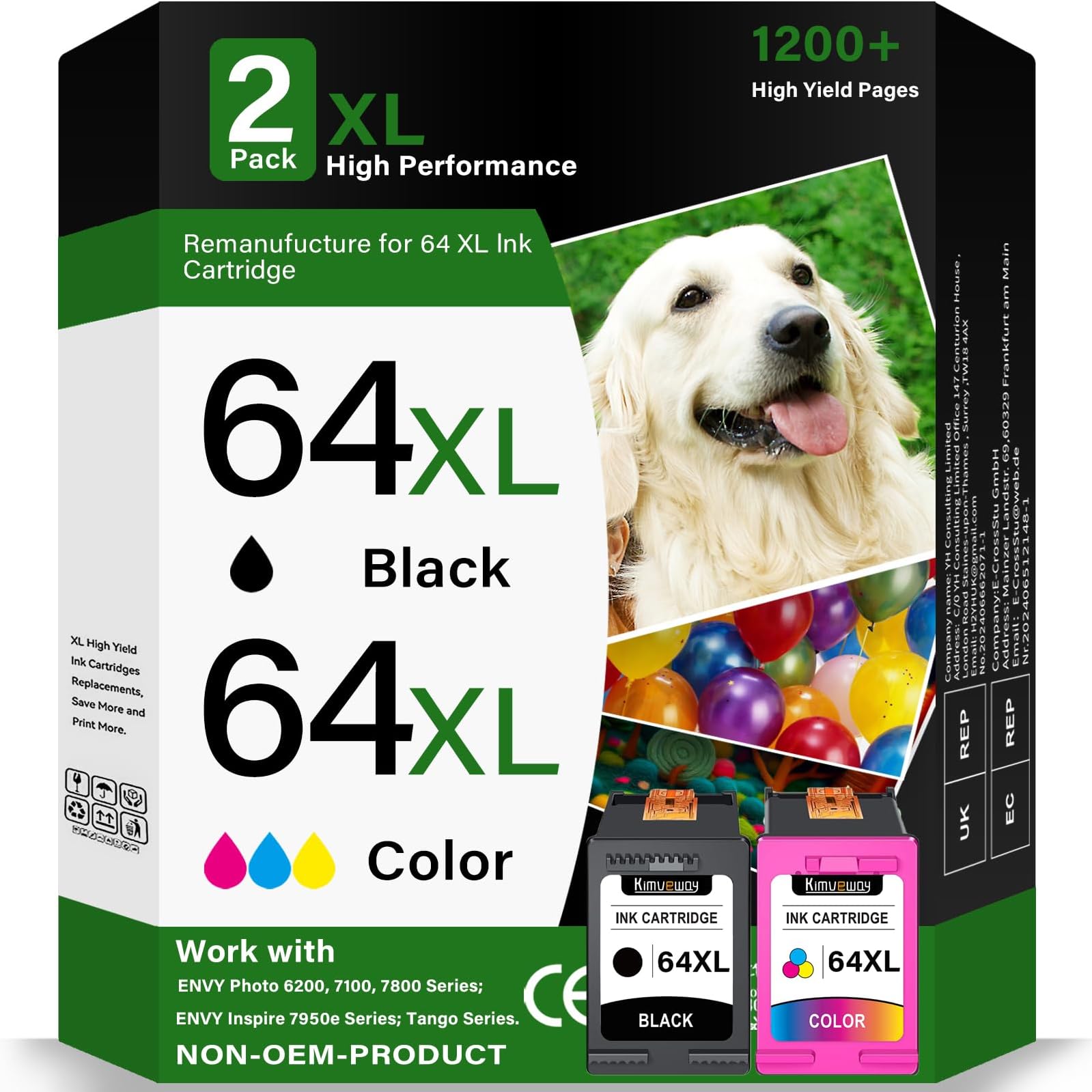 Amazon.com: Original HP 64 Tri-color / 64XL Black Ink Cartridges (2 ...