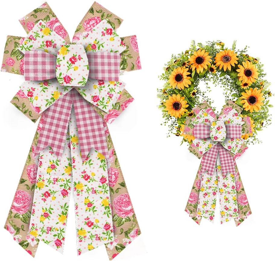 Amazon.com: Estivaux Large Spring Flowers Bows for Wreath, Summer ...