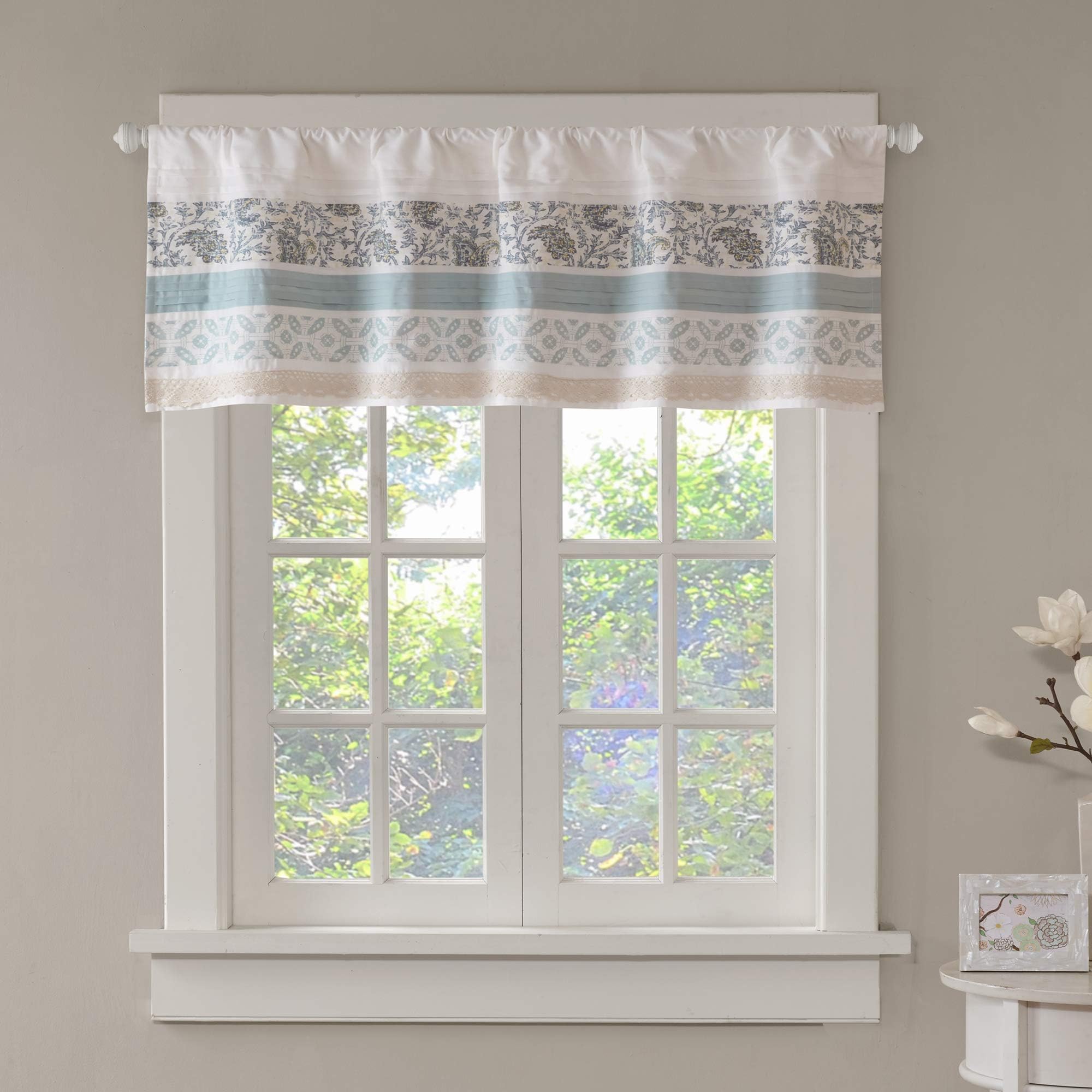 Amazon.com: Madison Park Dawn Printed Blue Window Valance , Cotton ...