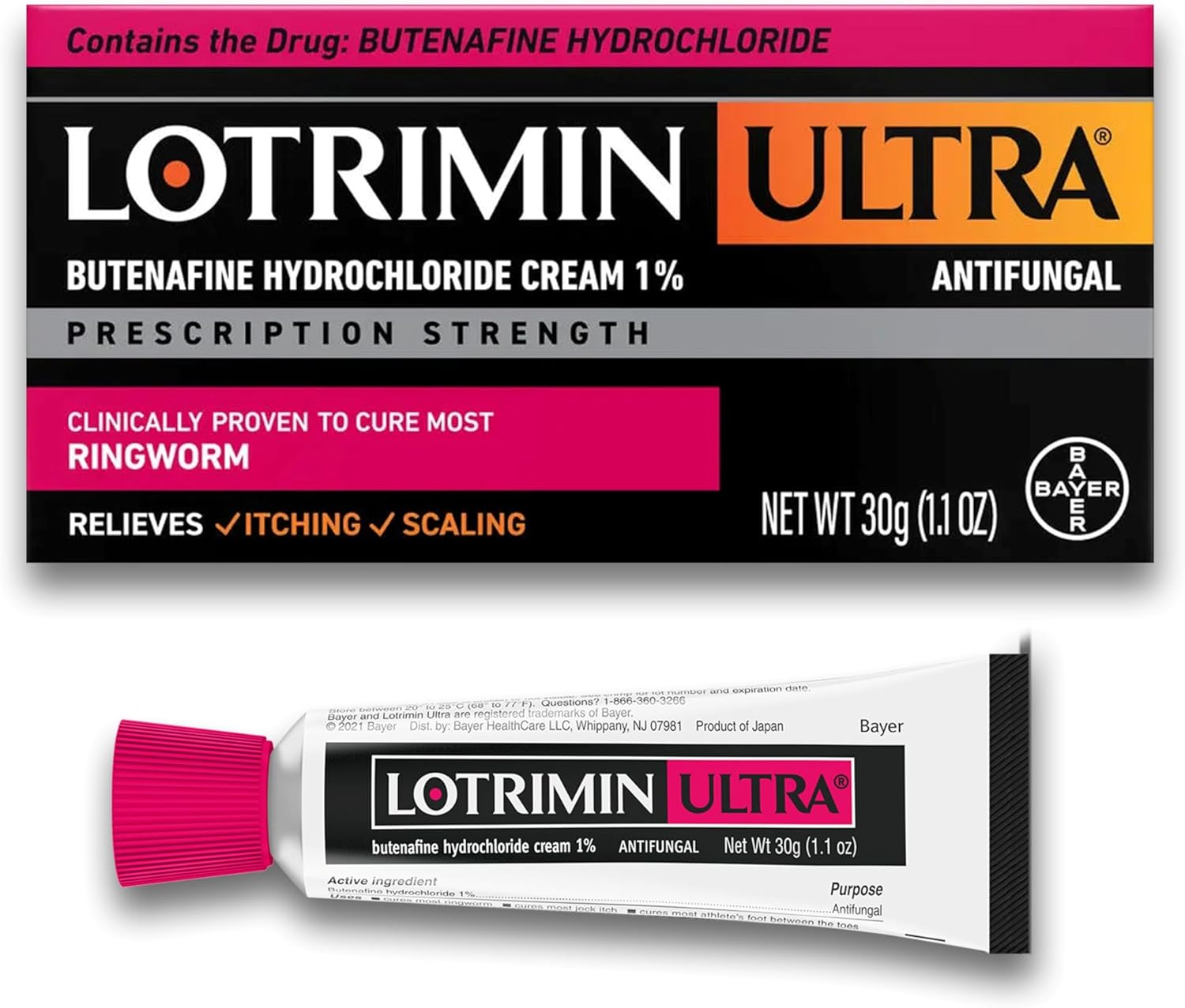 Amazon.com: Lotrimin Ultra Ringworm Cream, Butenafine Hydrochloride 1% ...