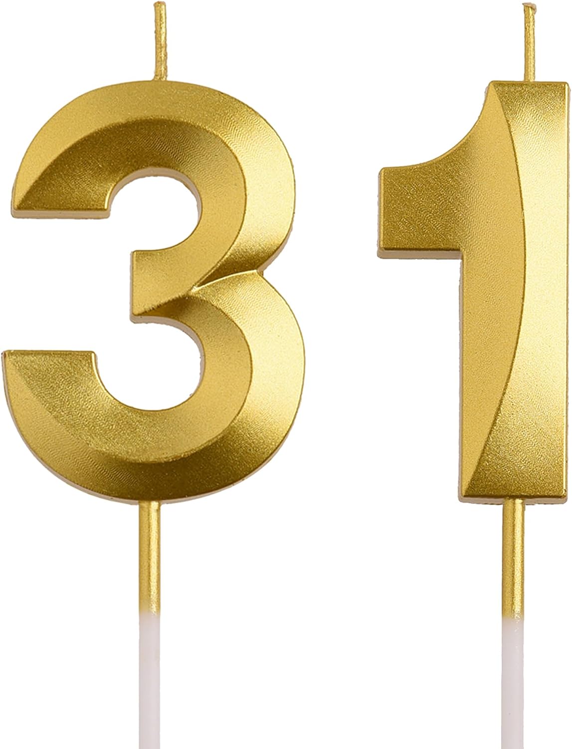 Amazon.com: AOOLADA 31st Birthday Candles, Gold 31 Year Old Number ...