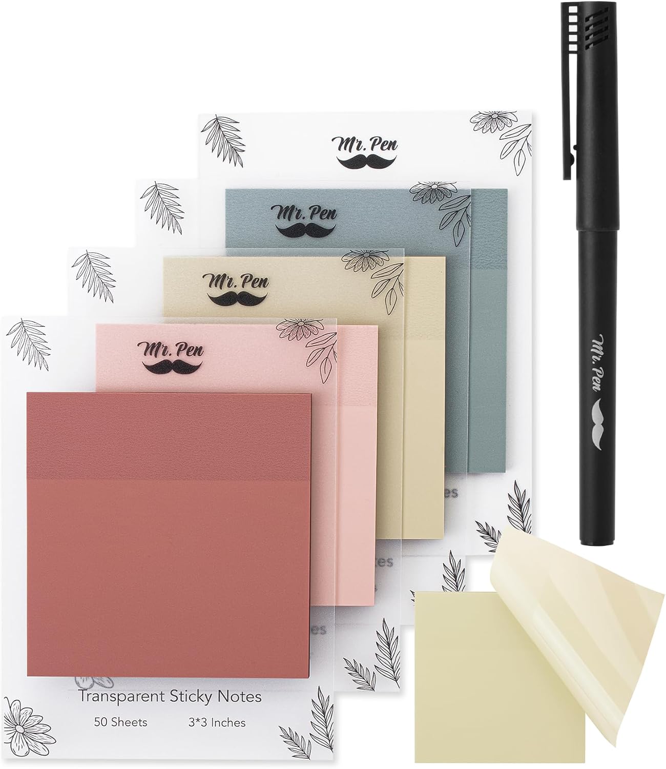 Amazon.com : Mr. Pen- Transparent Sticky Notes, 3x3, 200 Sheets ...