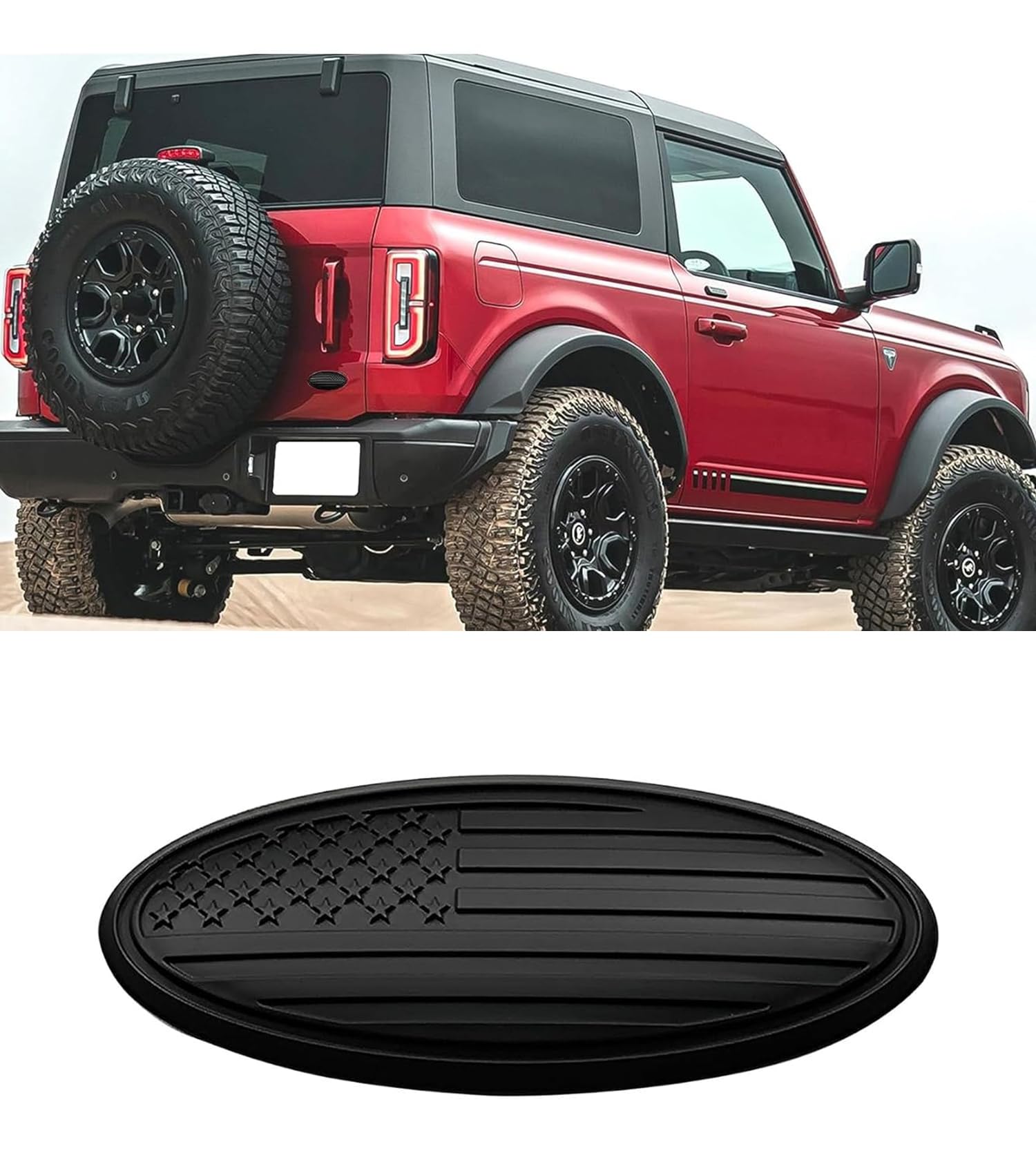 Amazon.com: ZSJO 5 inch Overlay Flag Emblem Fit Ford Bronco,Rear Tailgate Oval American Black ...