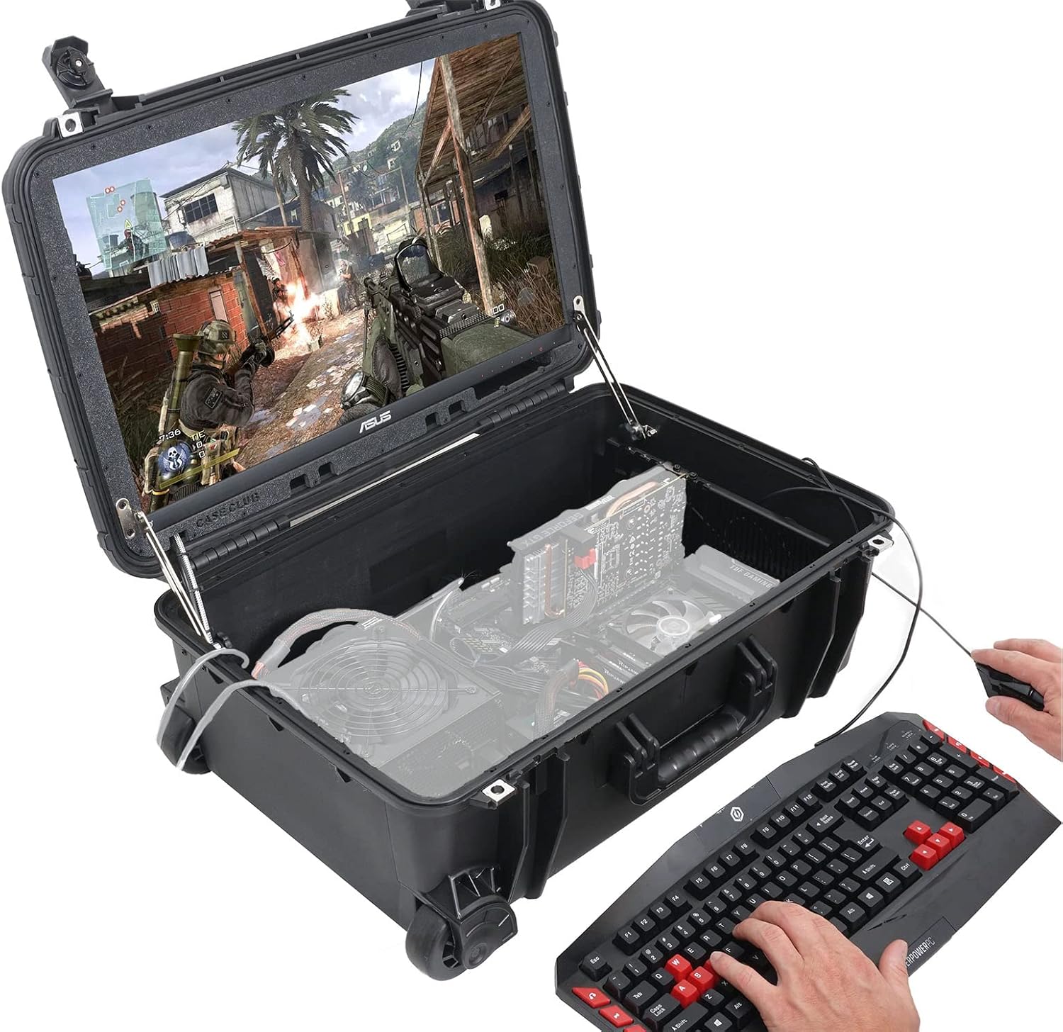 Case Club Chasis portátil para juegos de PC con monitor integrado de 24 ...