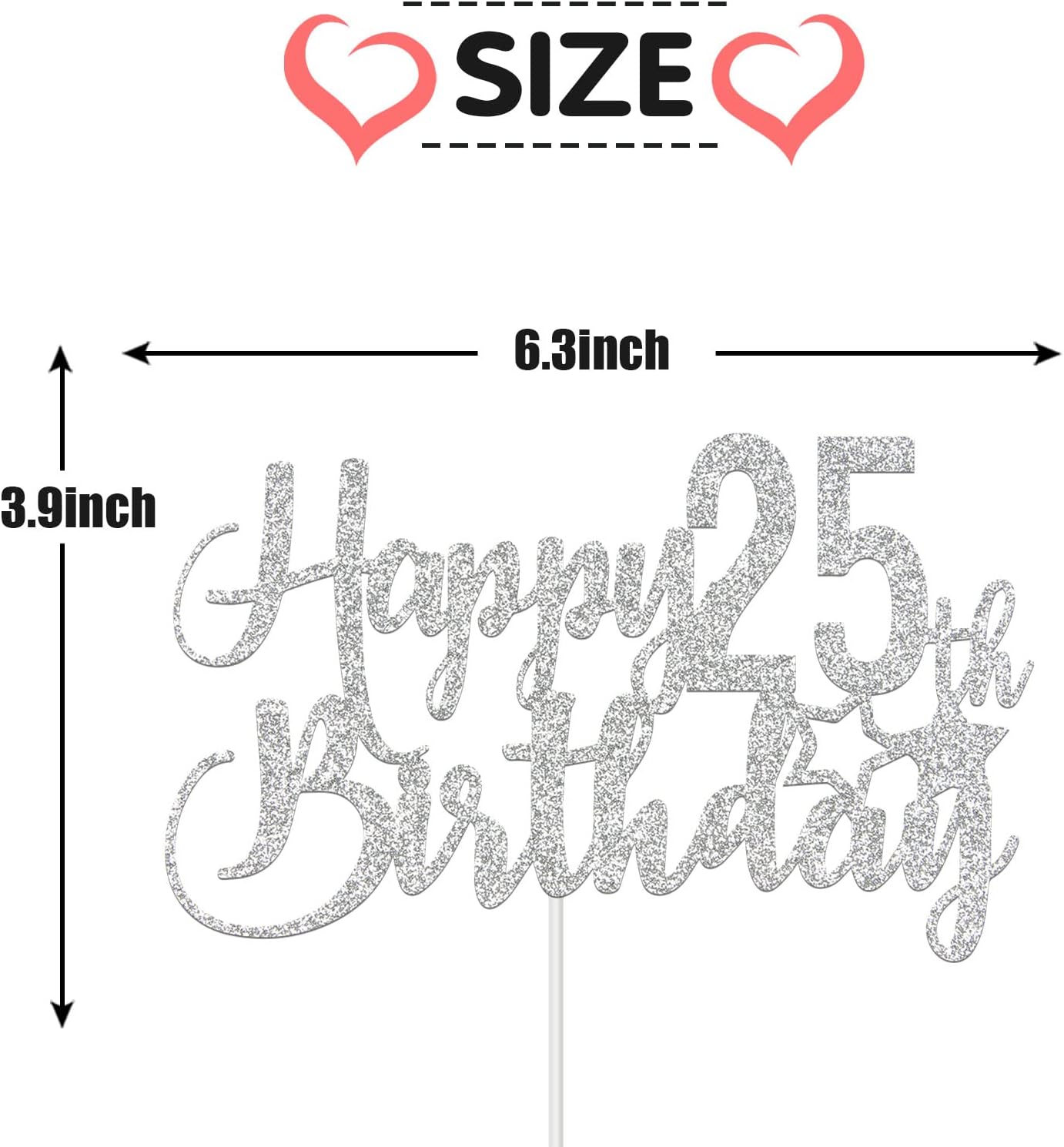 Silver Glitter 25th Birthday Cake Topper - Party Australia | Ubuy