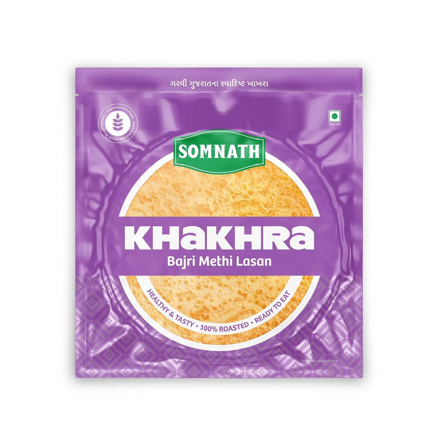 Somnath Bajri Methi Lasan Khakhra | Millet Khakhra | Pack Of 6 | 200 gm ...