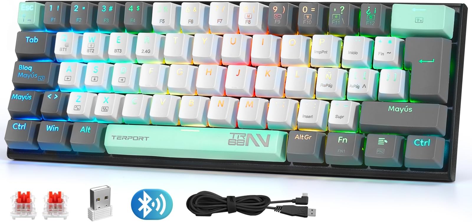 TERPORT TR95 Teclado Mecánico Español de 95 Teclas, Teclado Gaming ...