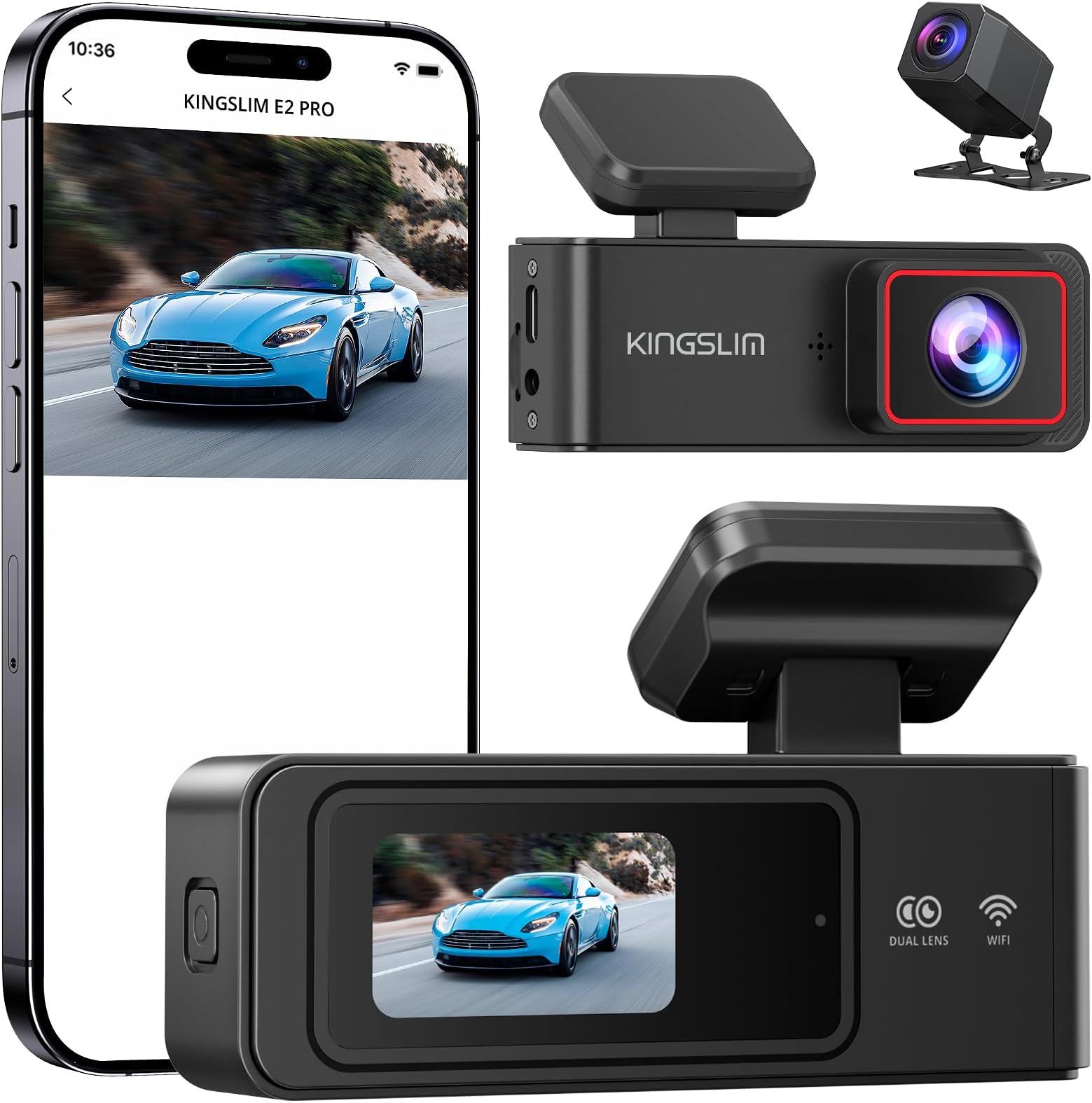 Amazon.com: Kingslim Dash Cam Front and Rear 2K+1080P, Mini WiFi Dash ...