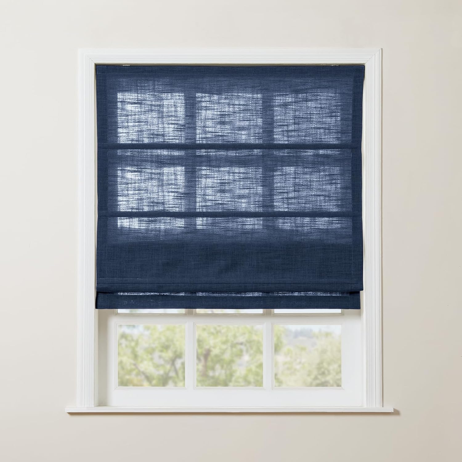 Amazon.com: TWOPAGES Navy Blue Linen Cordless Roman Shades for Windows ...