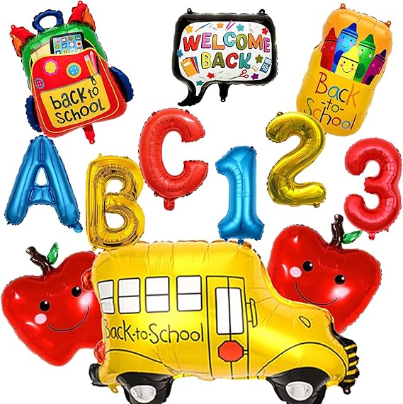 Amazon.com: 12Pcs Back to School Balloons School Bus Balloon Welcome ...