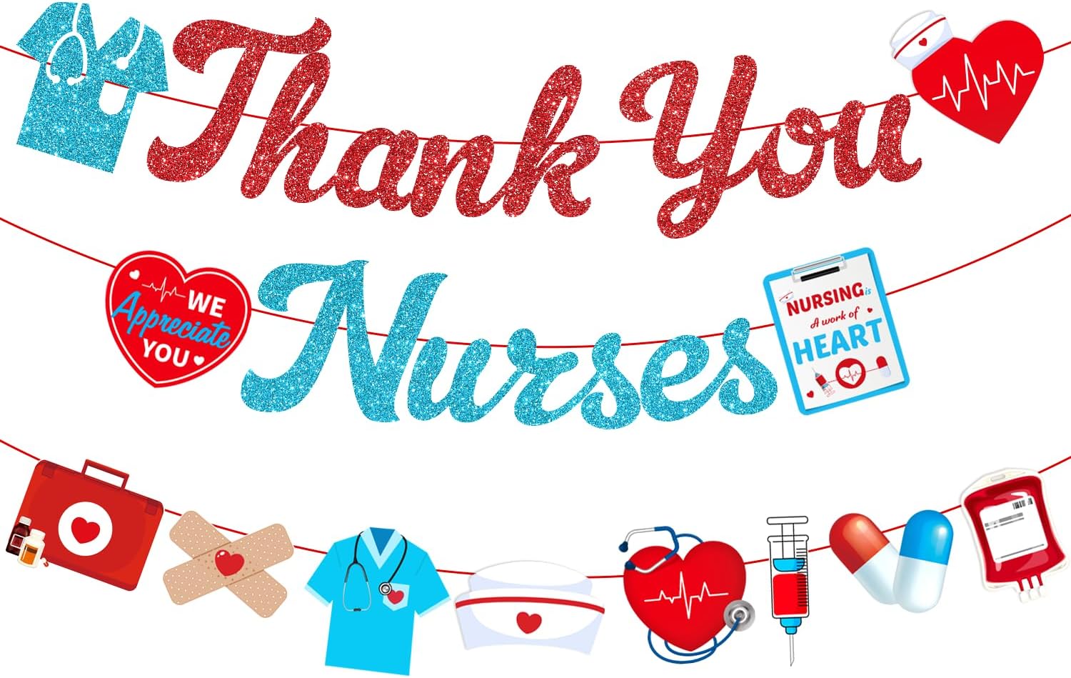 Amazon.com: Nurses Week Banner, NO-DIY 3 Pcs Nurses Week Decorations ...
