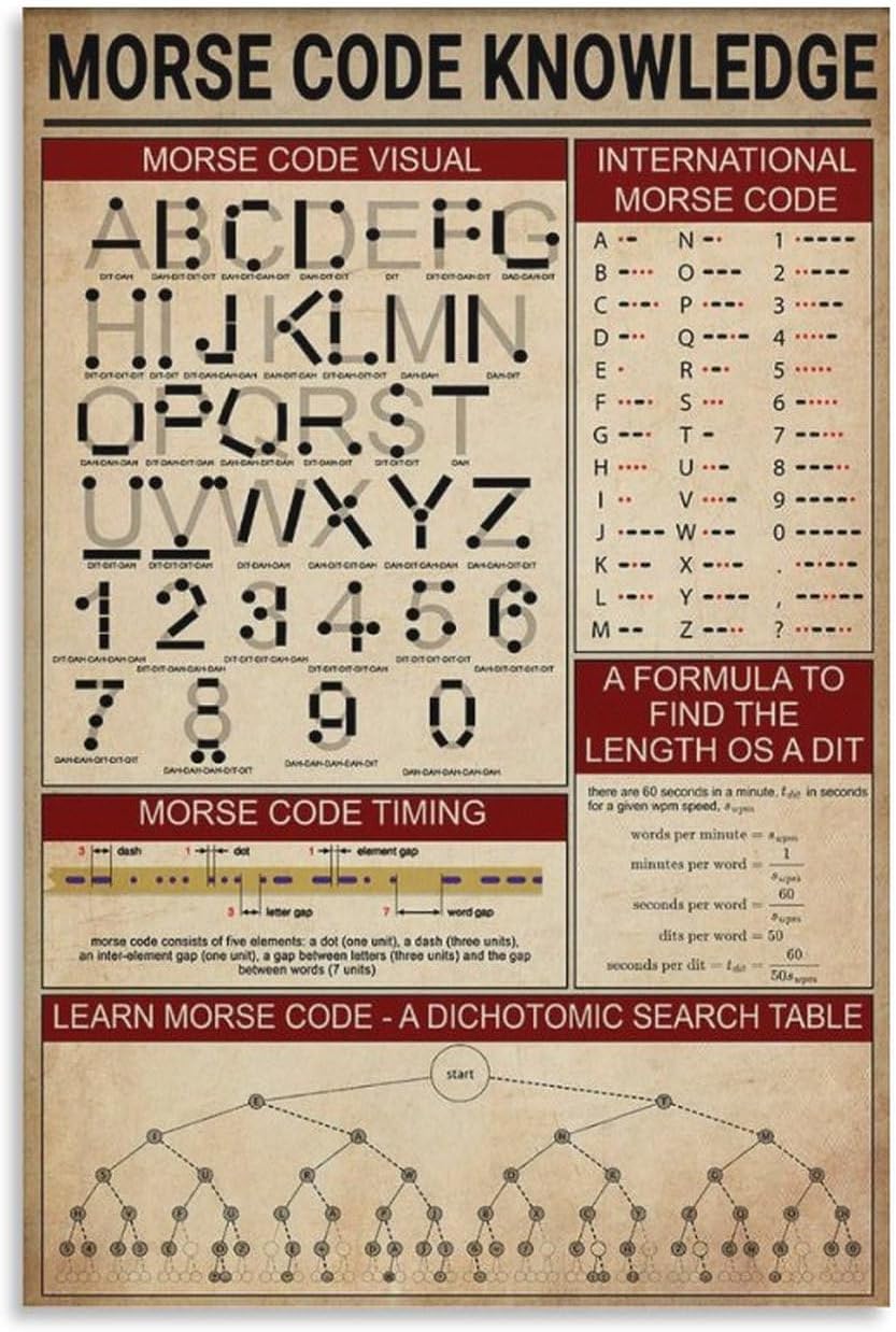 Morse Code Knowledge Poster, Science Print Wall Art, Morse Code ...