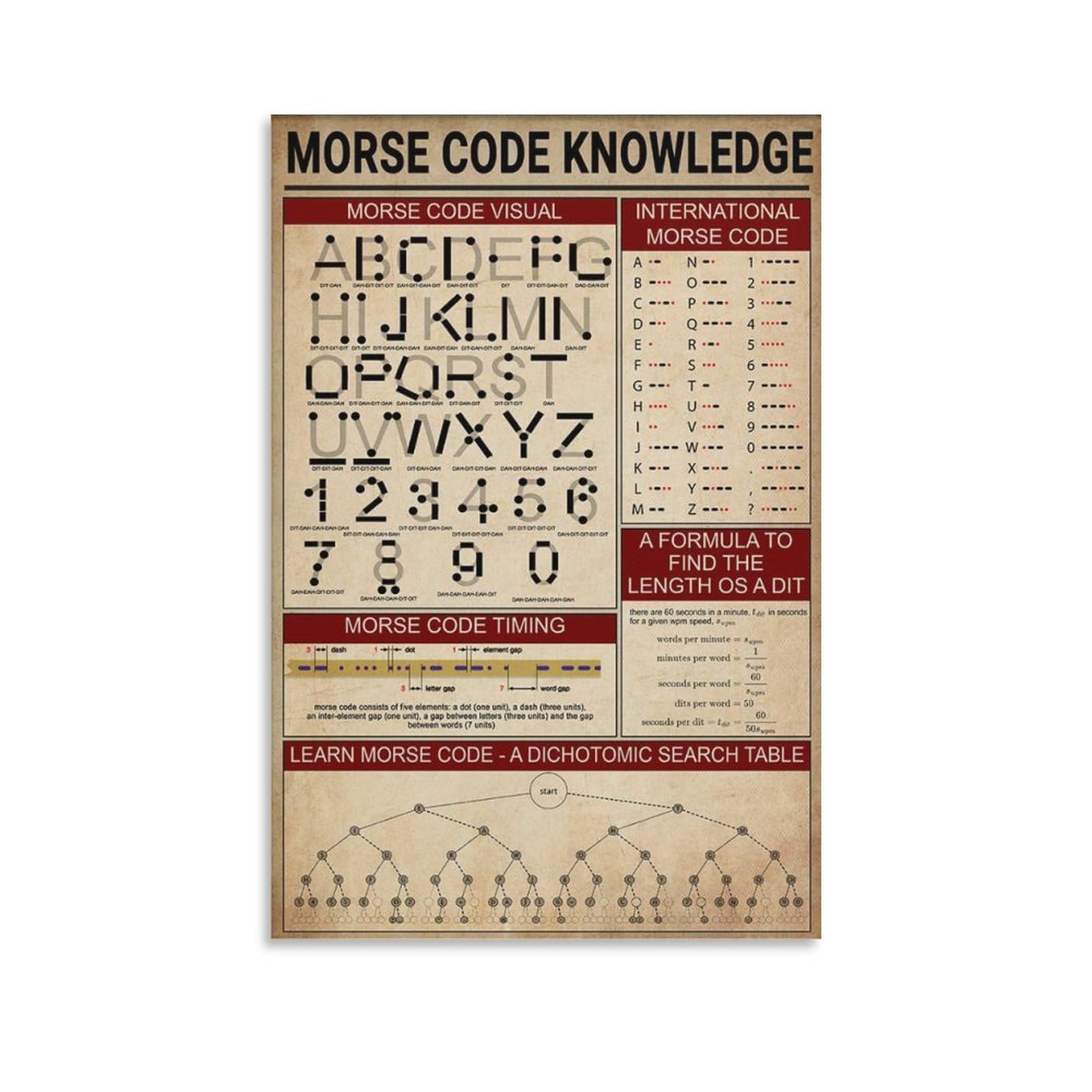 Amazon.com: Morse Code Knowledge Poster, Science Print Wall Art, Morse ...