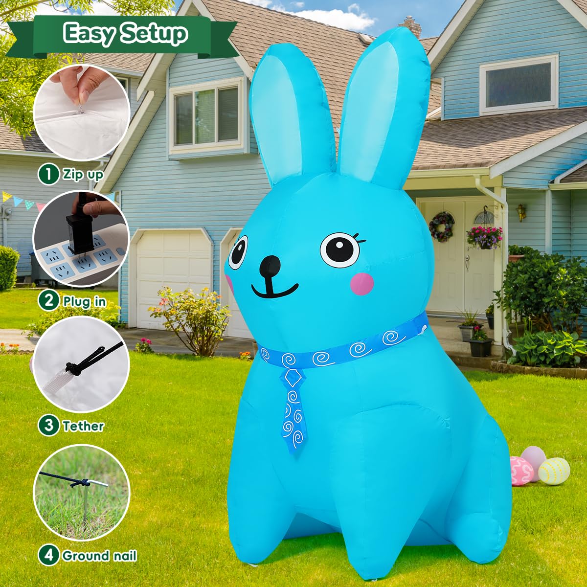Snapklik.com : GOOSH 5 FT Easter Inflatables Bunny Outdoor Decorations ...