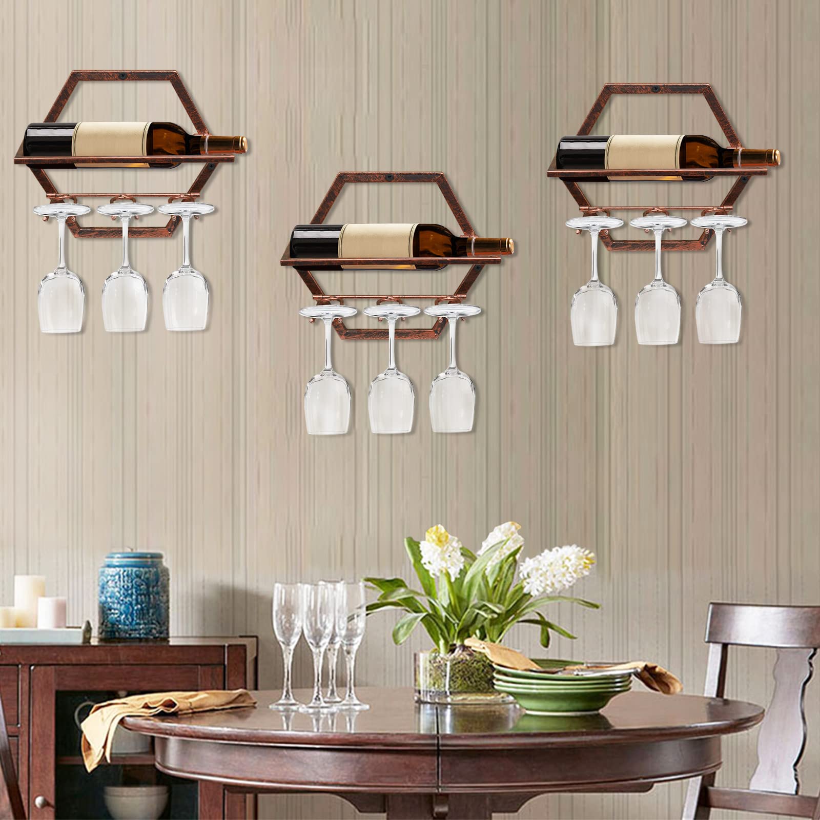 Snapklik.com : YALINKA 2Pcs Wall Mounted Wine Bottle Rack, Metal ...