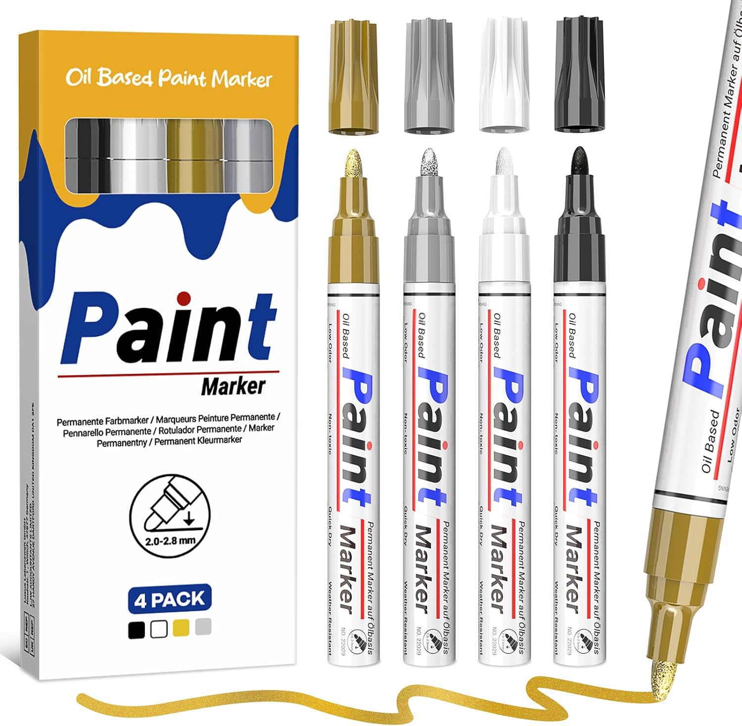 Amazon.com: APOGO 4 Color Oil-Based Pens on Multiple Surfaces, Quick ...