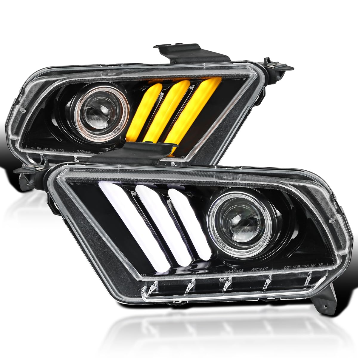 Spec D Tuning Jet Black Projector Headlights W Sequential Led ...