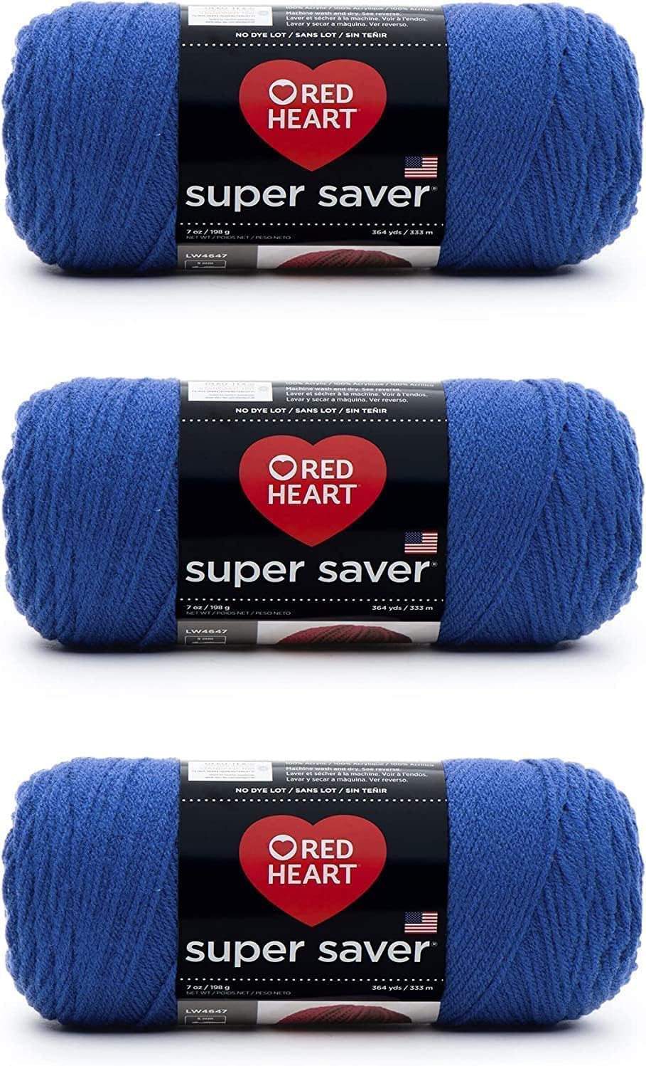 Amazon.com: Red Heart Super Saver Royal Yarn - 3 Pack of 198g/7oz ...