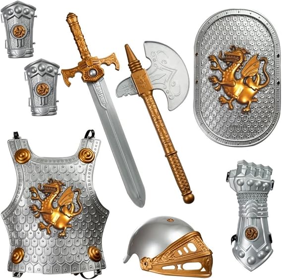 Amazon.com: Dress-Up-America Knight Armor Set for Kids - Medieval ...