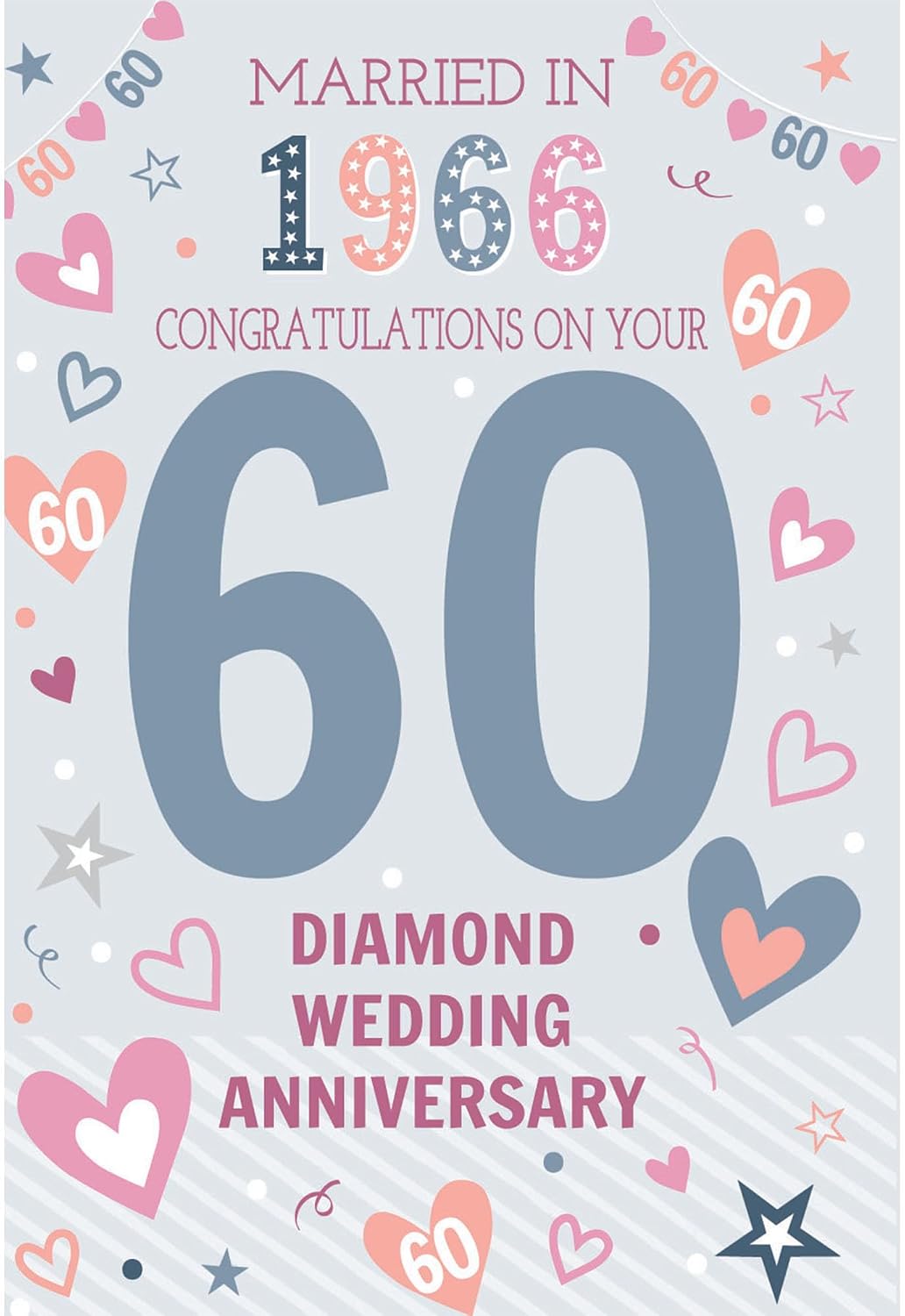 IC&G Diamond Wedding Anniversary Card - 60 Years - Married in 1966 ...