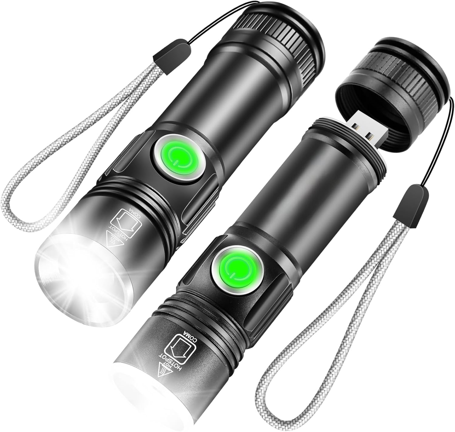 NAKCNM 2 Pack USB Rechargeable Flashlights Mini Handheld Pocket Super ...
