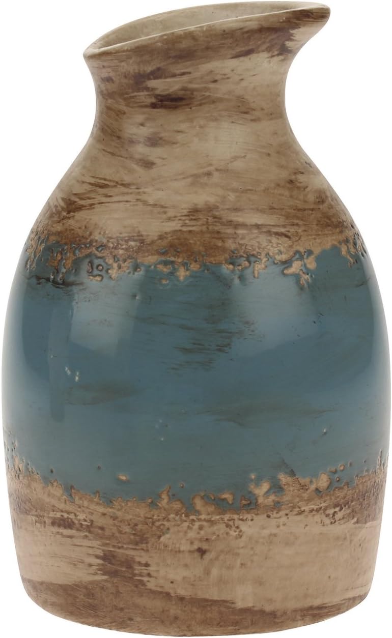 Amazon.com: Stonebriar Decorative Brown and Denim Blue Ceramic Vase ...