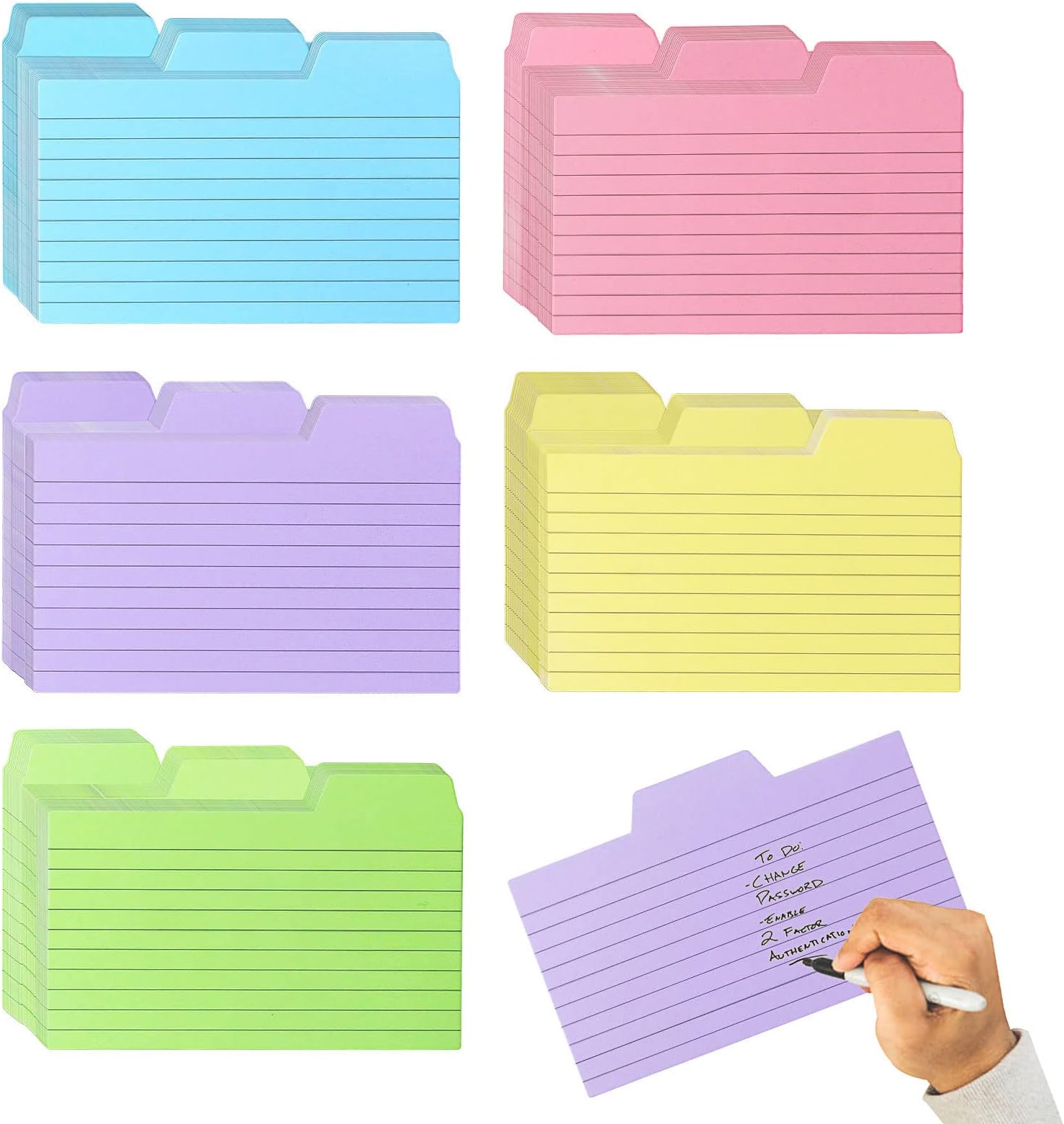 Amazon.com : Tecmisse 195 Counts Tabbed Index Cards Guides, 3x5 inches ...