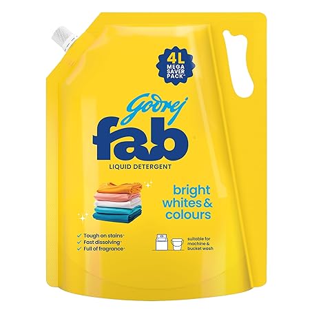 Godrej Fab Liquid Detergent Refill Pouch for Machine - 4 L : Amazon.in ...