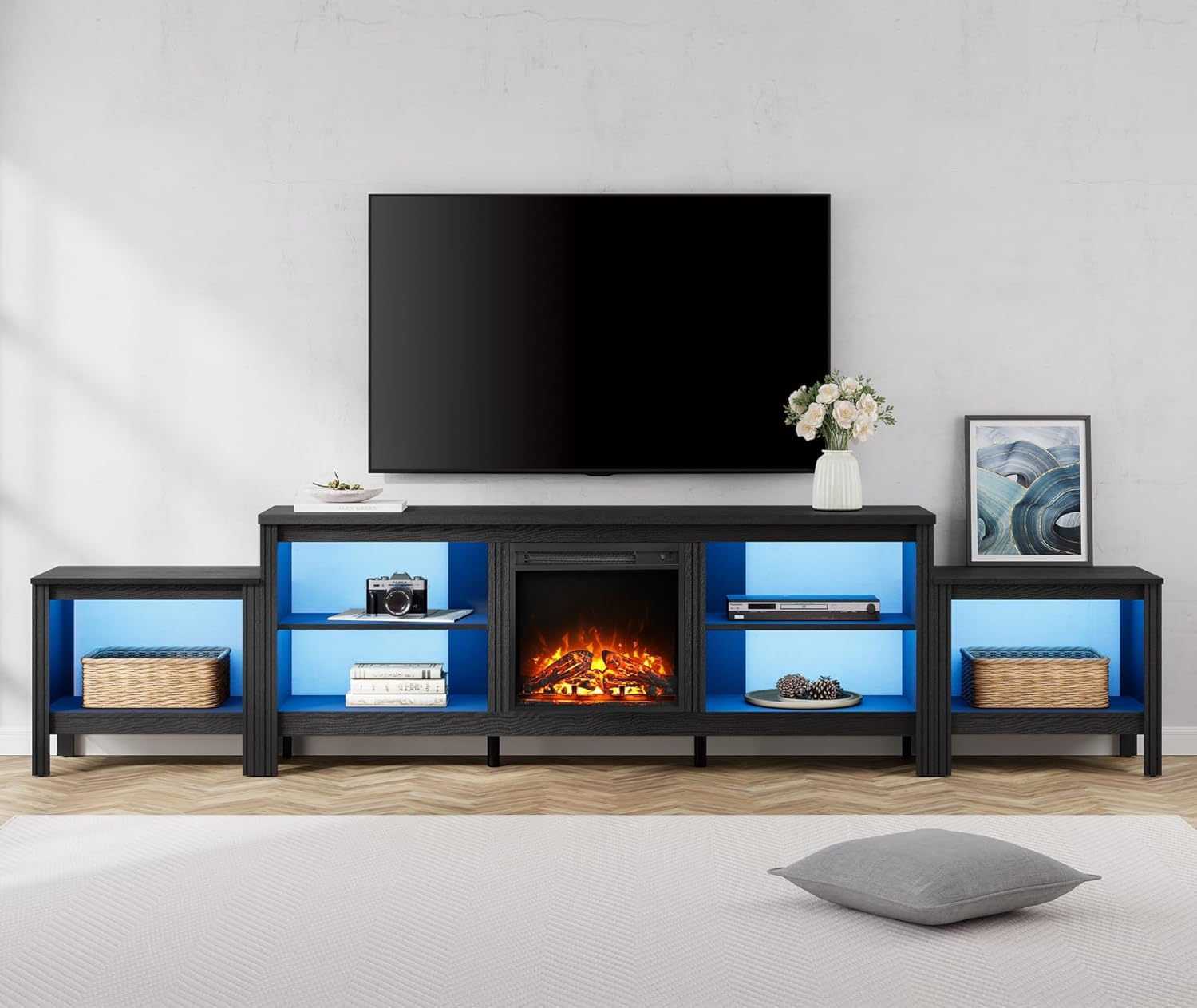 Amazon.com: WAMPAT Fireplace TV Stand for 85 Inch TV, LED Entertainment ...