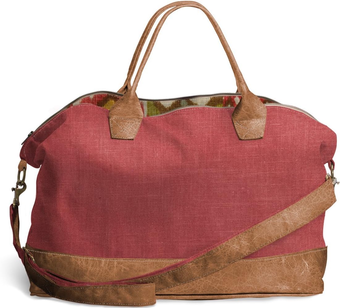 Amazon.com: Veeshee Customizable Tuscany Weekender - Pomegranate/Camel ...