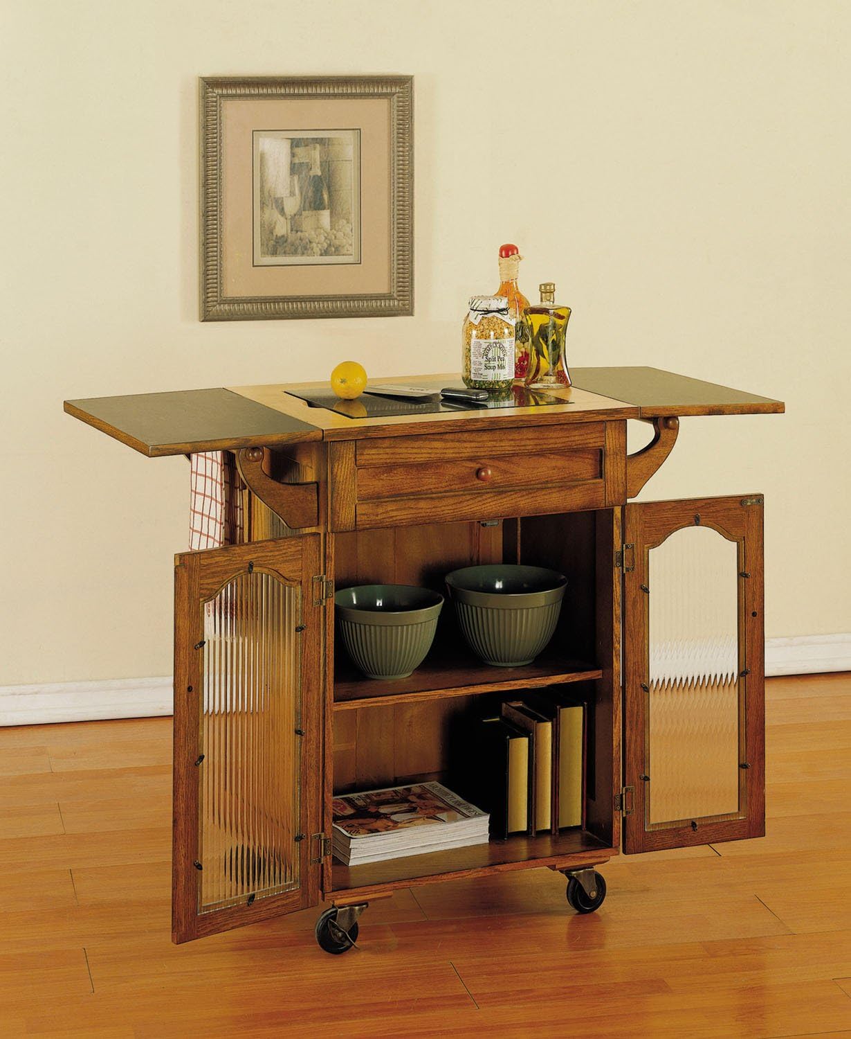 Amazon.com: Powell Furniture Noble Oak Kitchen Cart 439-462 : Home ...