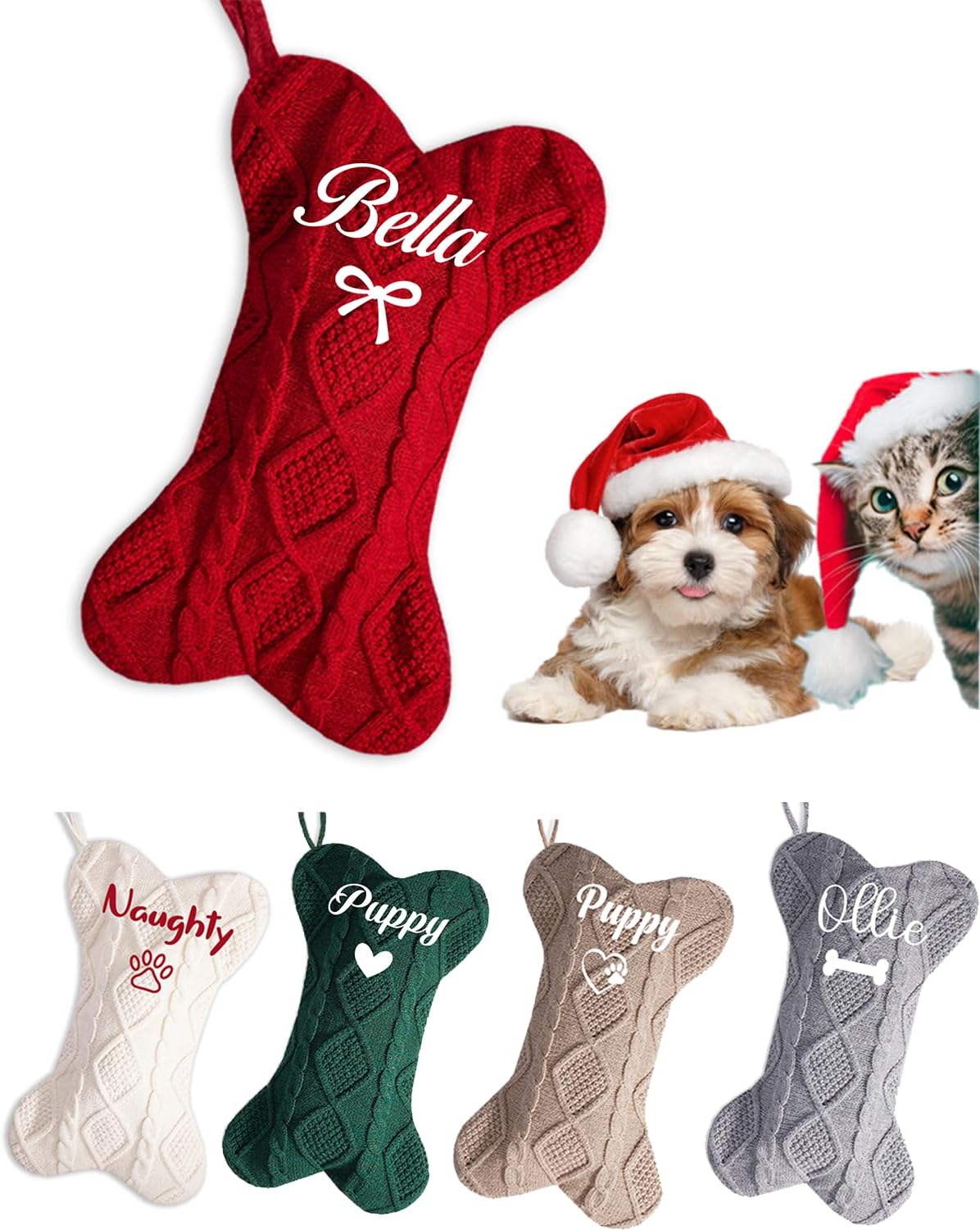 Amazon.com: Personalized Dog Christmas Stockings with Embroidered Name ...