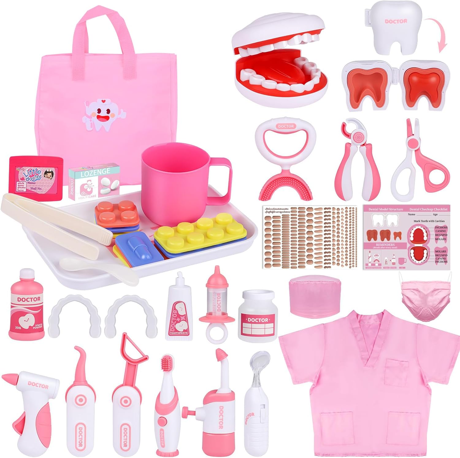 Amazon.com: Gifts2U Dentist Kit for Kids, 42Pcs Doctor Kit for Toddlers ...