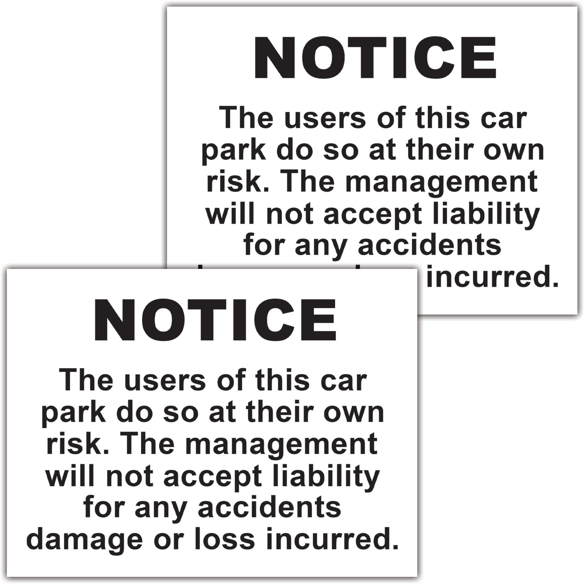 The users of this car park do so at their own risk safety sign - 1.2mm ...