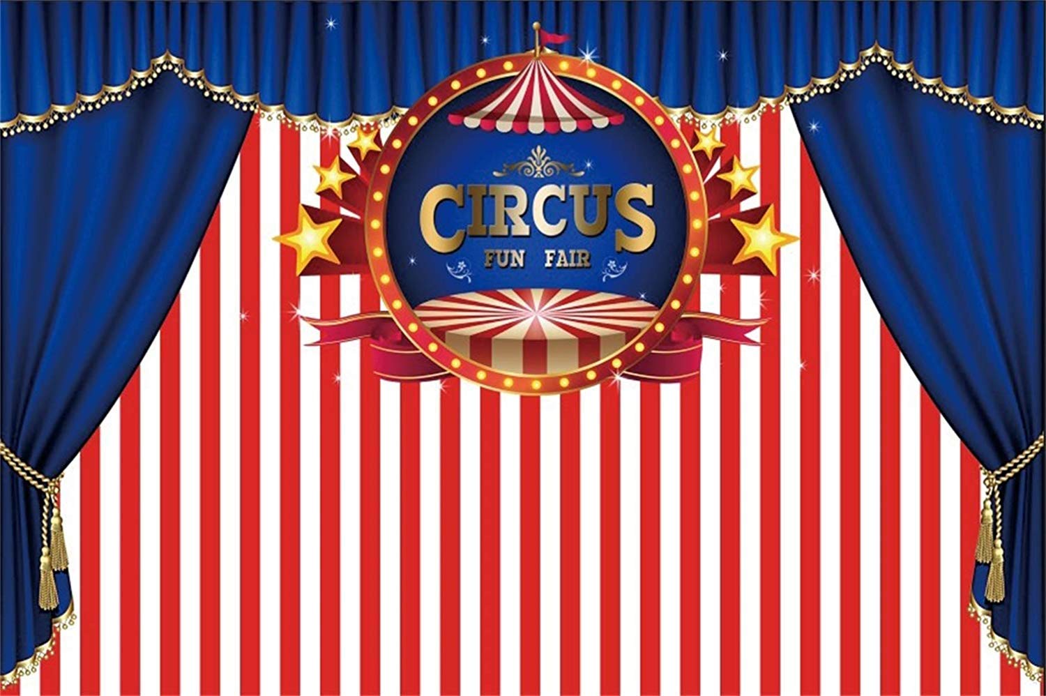 Buy Cartoon Circus Fun Fair Backdrop 10x8ft Vinyl Red Vertical Stripes ...